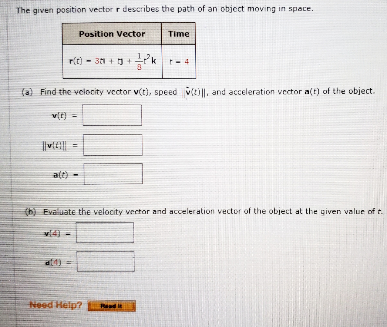 Solved The Given Position Vector R describes The Path Of An