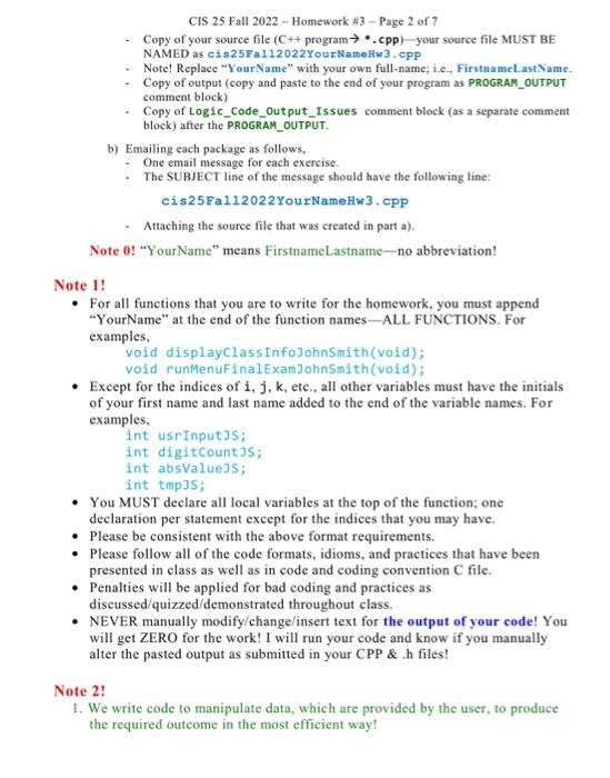 Solved CIS 25 Fall 2022 - Homework #3 - Page I of 7 For all | Chegg.com