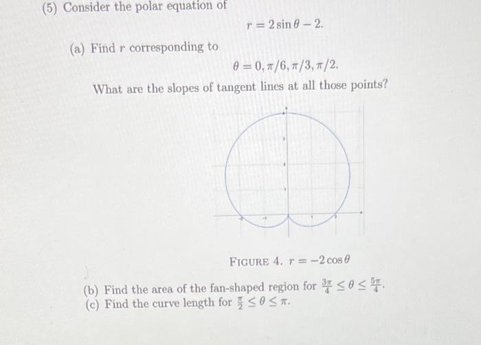 Solved (5) Consider the polar equation of r=2sinθ−2. (a) | Chegg.com