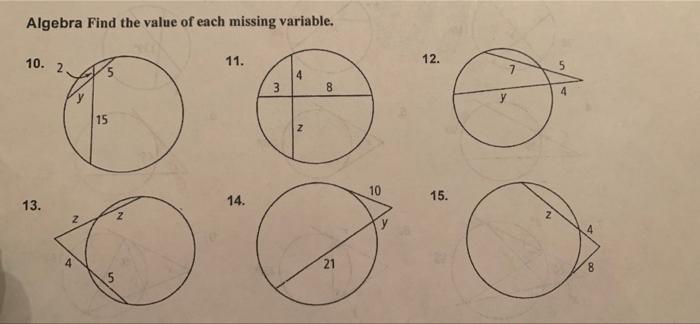 Solved Algebra Find the value of each missing variable. 11. | Chegg.com