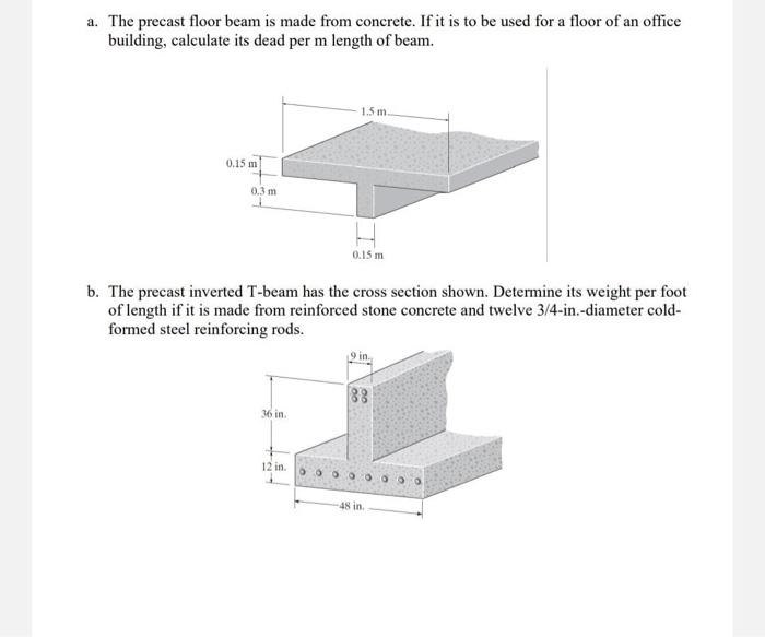 Solved a. The precast floor beam is made from concrete. If | Chegg.com