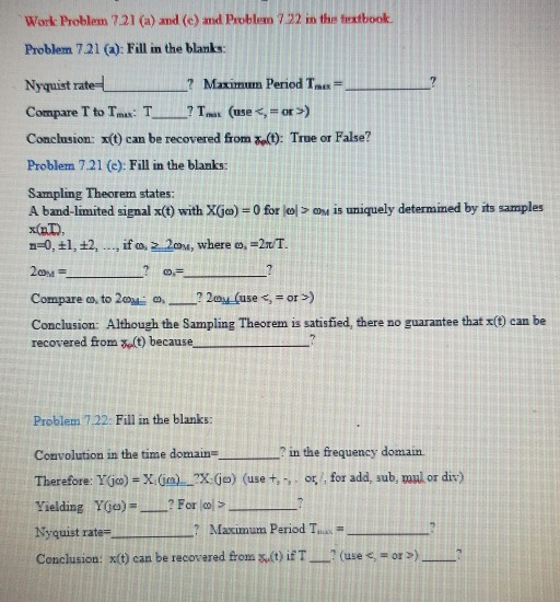 Solved Work Problem 721(a) and (c) and Problem 722 in the | Chegg.com