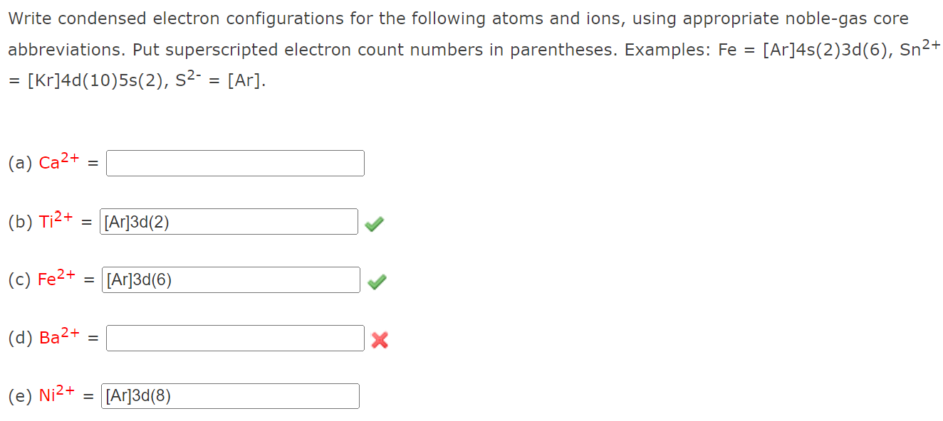 Solved Write condensed electron configurations for the | Chegg.com