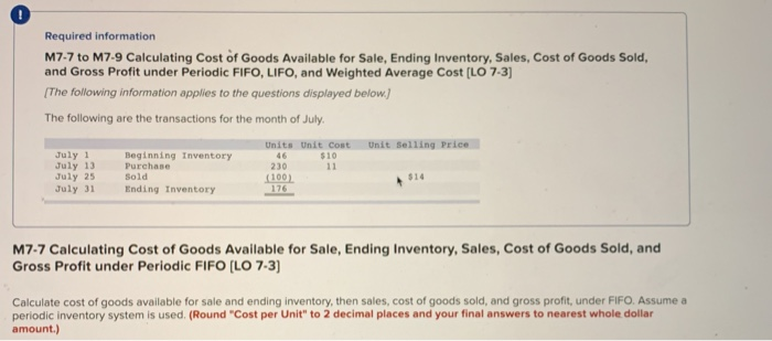 Solved Required information M7-7 to M7-9 Calculating Cost of | Chegg.com