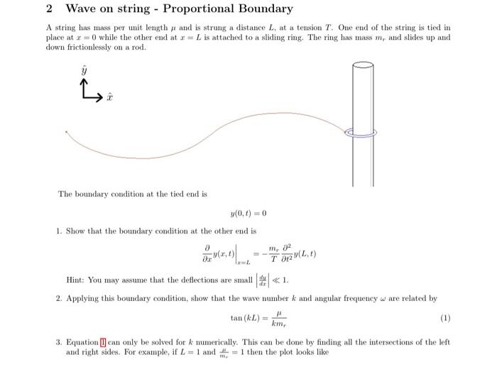 Solved 2 Wave on string - Proportional Boundary A string has | Chegg.com