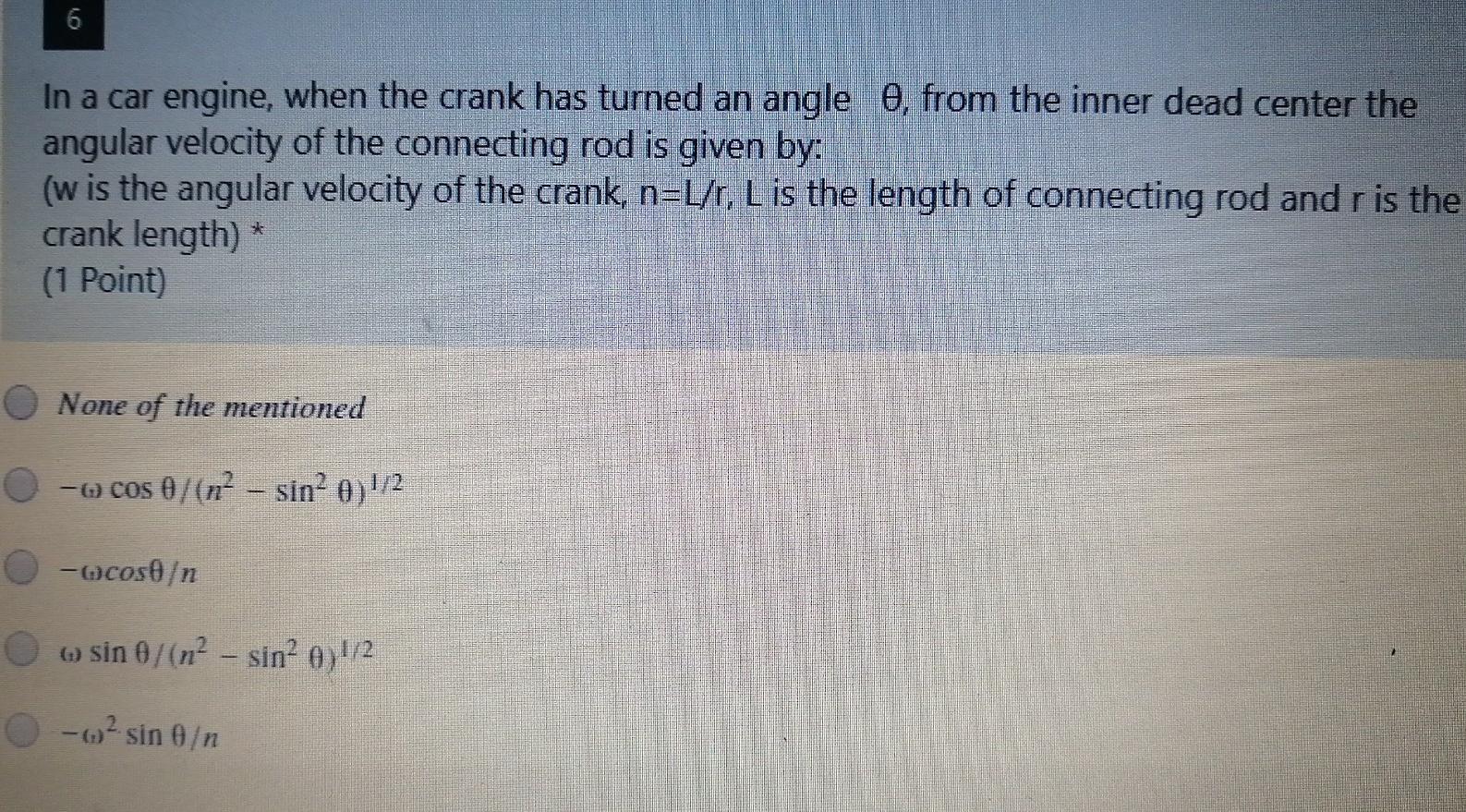 Solved In a car engine, when the crank has turned an angle | Chegg.com