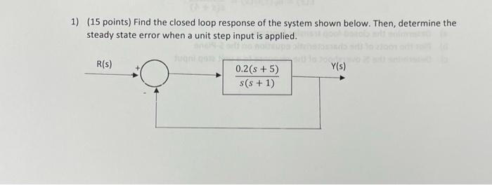 1) (15 points) Find the closed loop response of the | Chegg.com