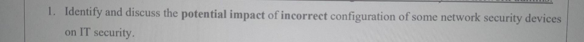 Solved 1. Identify and discuss the potential impact of | Chegg.com