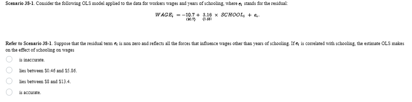 Solved Scenario 38-1. ﻿Consider the following OLS model | Chegg.com
