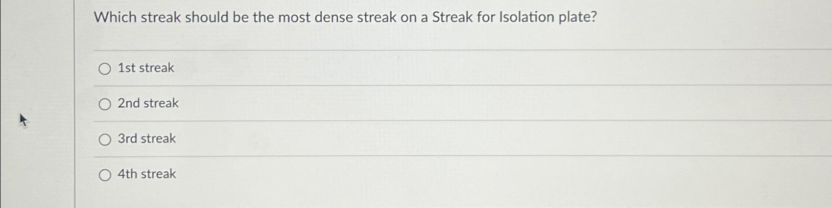 Solved Which streak should be the most dense streak on a | Chegg.com
