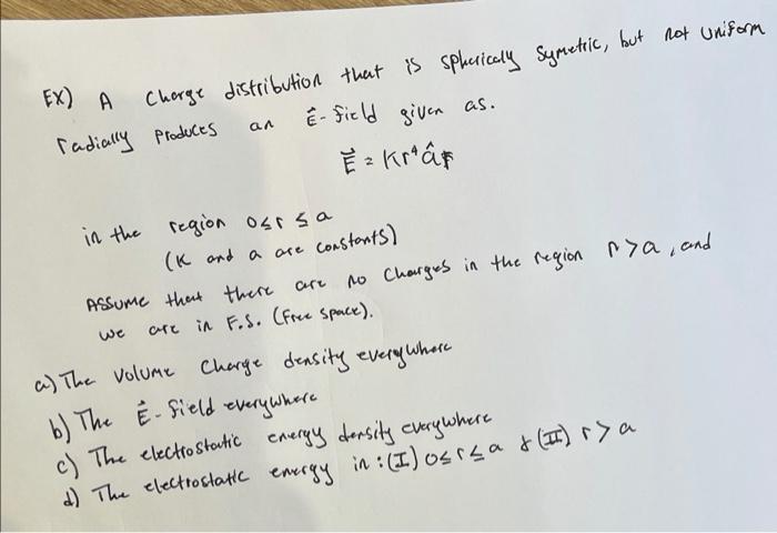 Solved EX) A chorge distribution that is splecicaly symetic, | Chegg.com