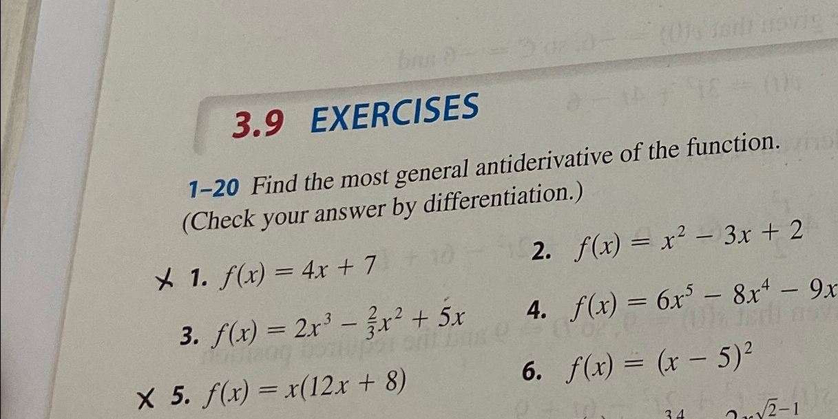 Solved 3.9 ﻿EXERCISES1-20 ﻿Find the most general | Chegg.com