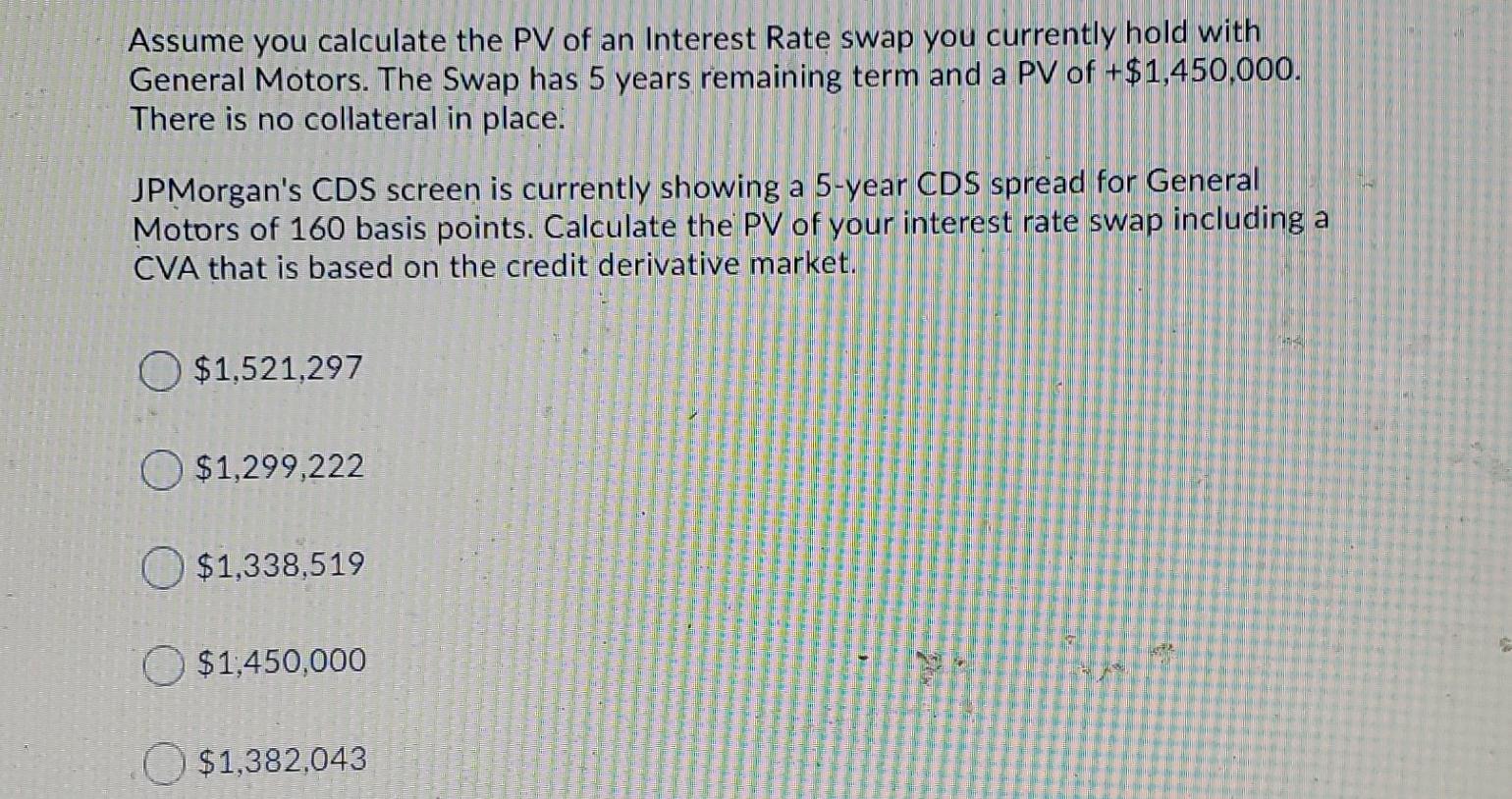 Solved Assume you calculate the PV of an Interest Rate swap | Chegg.com