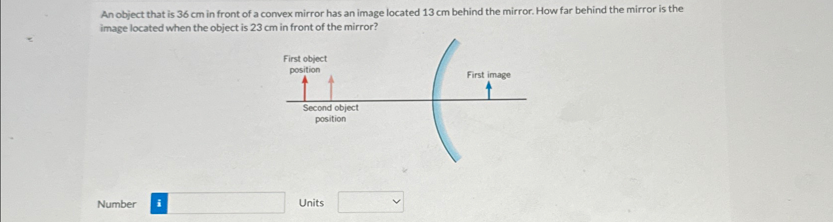 Solved An object that is 36cm ﻿in front of a convex mirror | Chegg.com