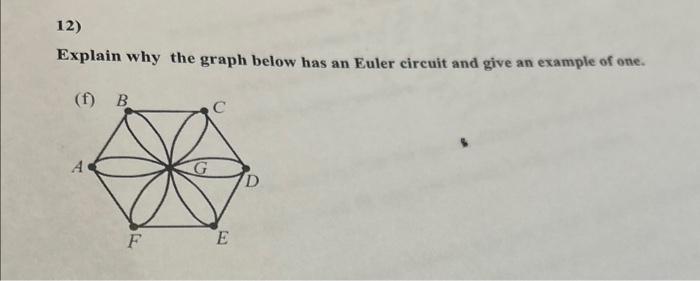 Solved Explain why the graph below has an Euler circuit and | Chegg.com