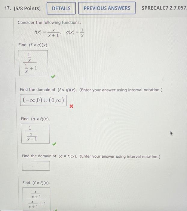 Solved 17. [5/8 Points] DETAILS PREVIOUS ANSWERS SPRECALC7 | Chegg.com