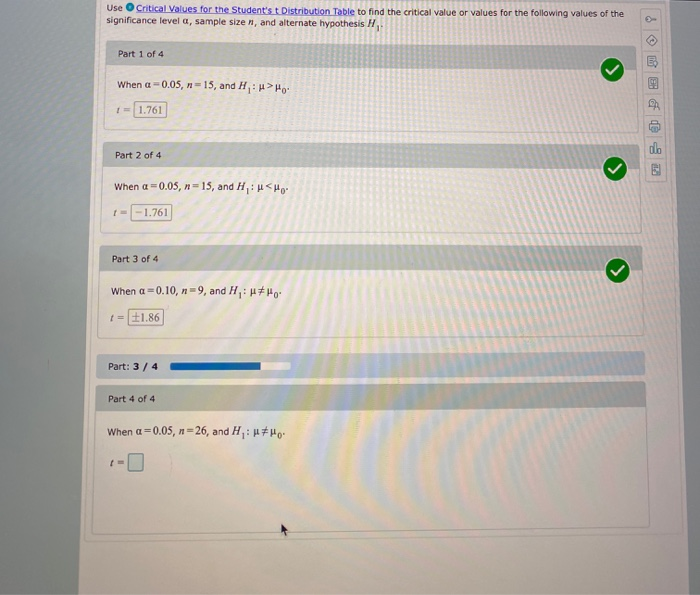Solved Use Critical Values for the Student's t Distribution | Chegg.com