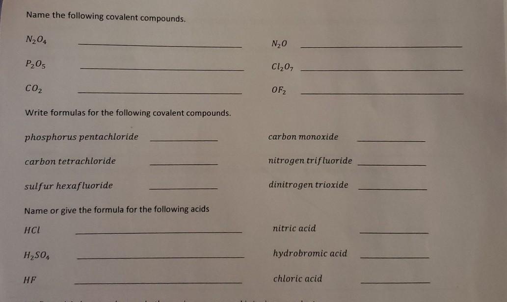 Solved Name the following covalent compounds. N₂04 N20 P₂Os | Chegg.com