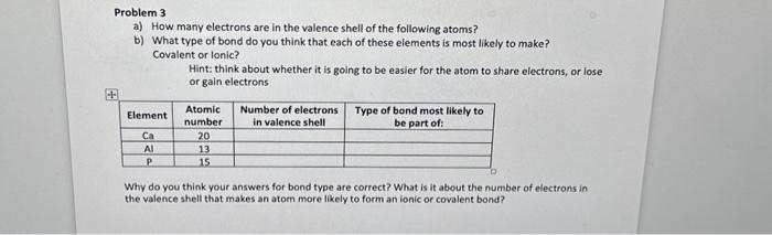 Solved Problem 2 An atom whose valence shell (or orbital) | Chegg.com