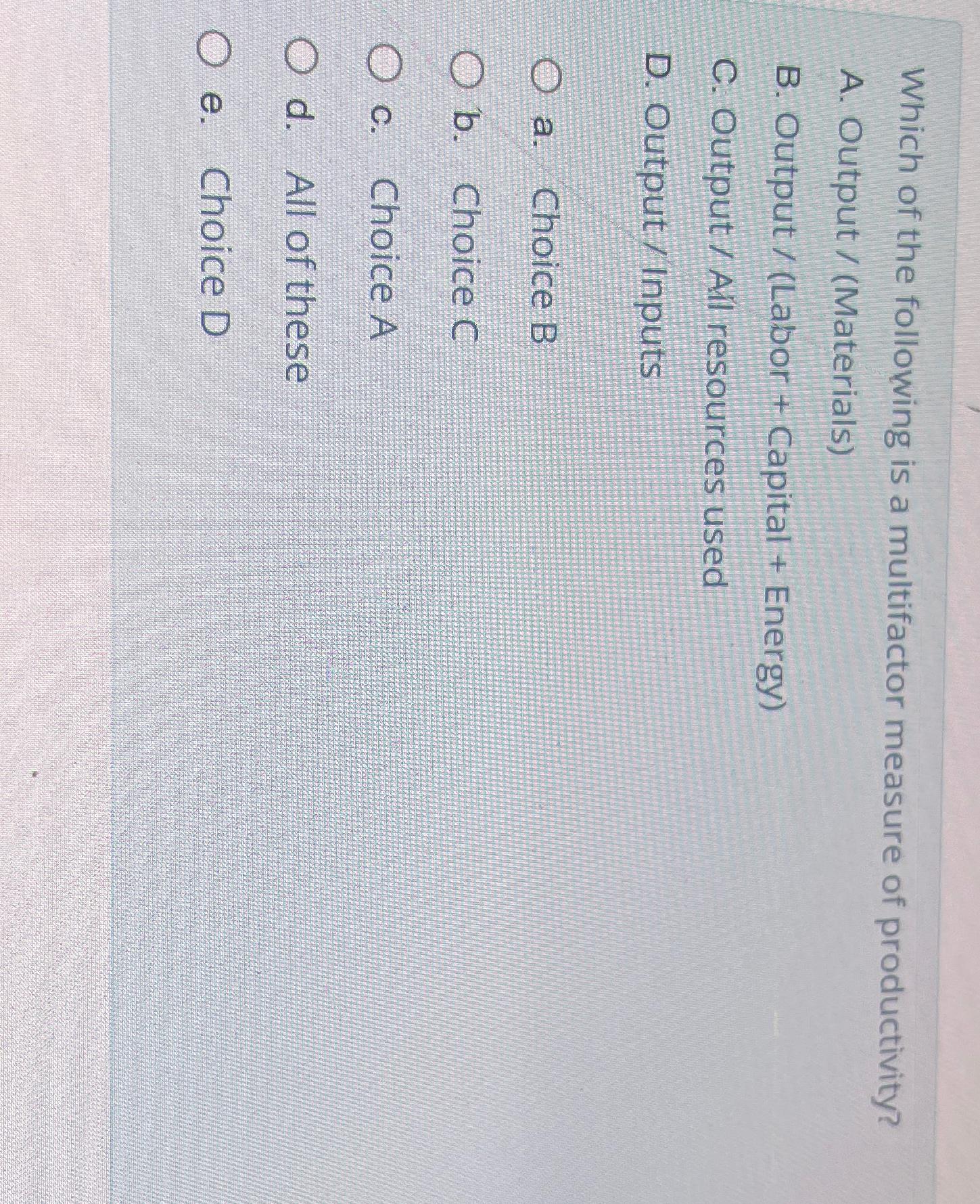 Solved Which of the following is a multifactor measure of | Chegg.com