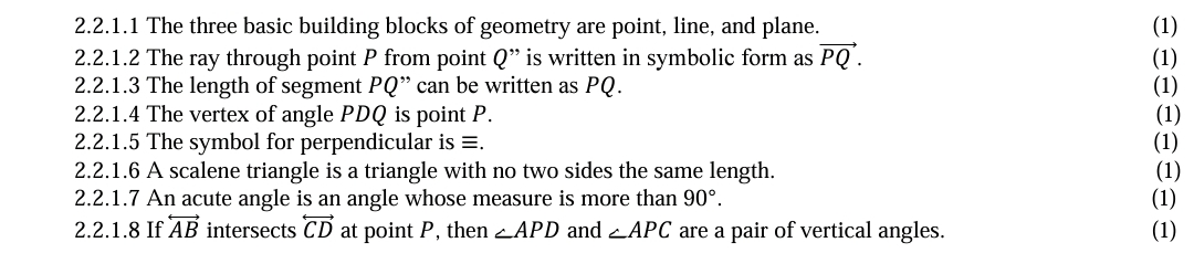 Solved 2.2.1.1 ﻿The three basic building blocks of geometry | Chegg.com