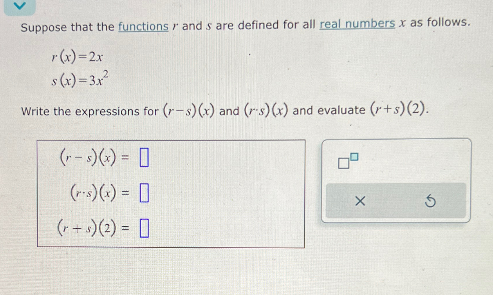 Solved Suppose that the functions r ﻿and s ﻿are defined for | Chegg.com