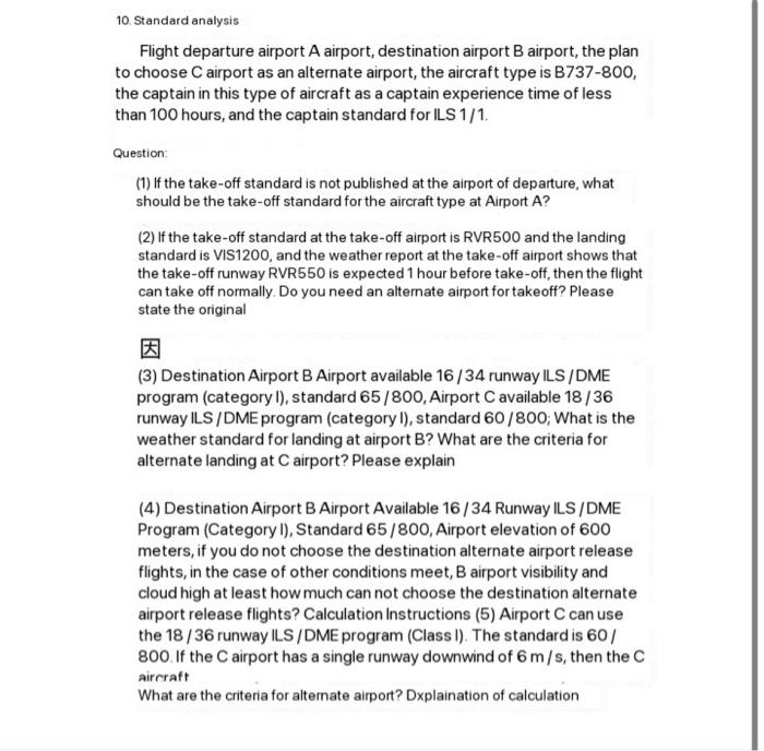 Solved 0. Standard analysis Flight departure airport A | Chegg.com