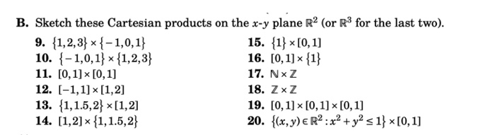 Solved B. Sketch these Cartesian products on the x-y plane | Chegg.com