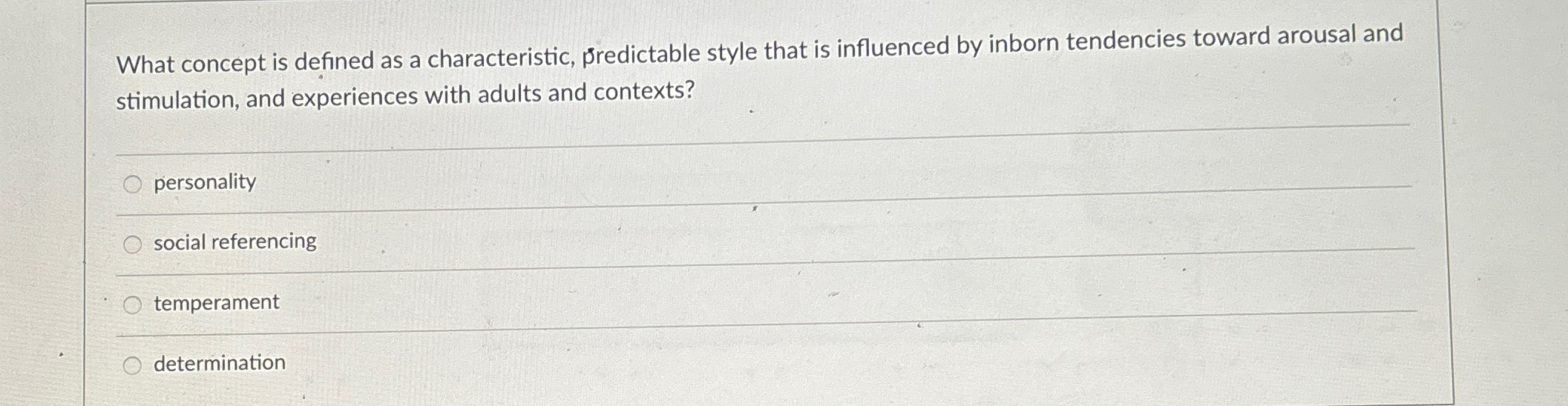 Solved What concept is defined as a characteristic, | Chegg.com