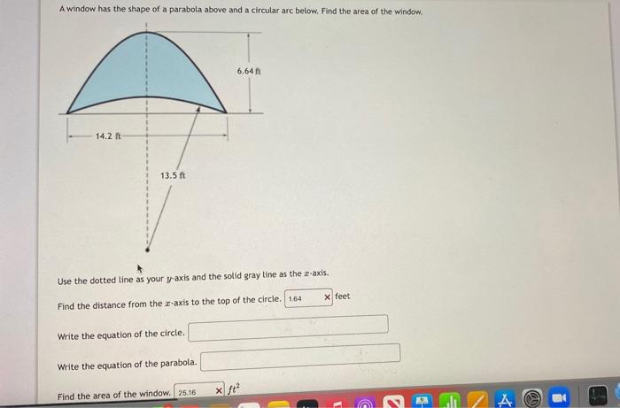 Solved A window has the shape of a parabola above and a | Chegg.com