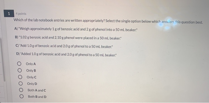 Solved 1 4 points Which of the lab notebook entries are | Chegg.com