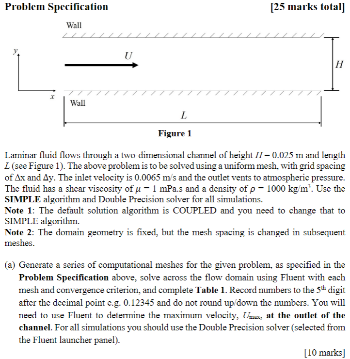 Solved Please use FLUENT ANSYS to get results and fill in | Chegg.com