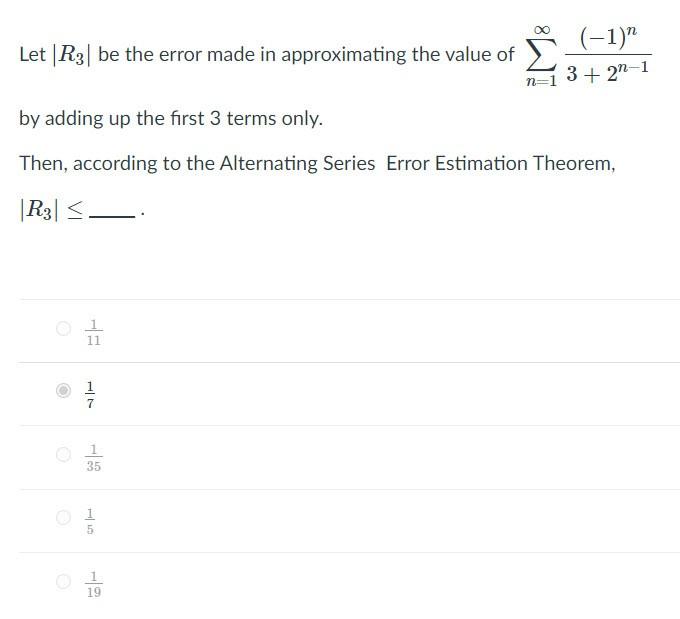Solved Let |R3| be the error made in approximating the value | Chegg.com
