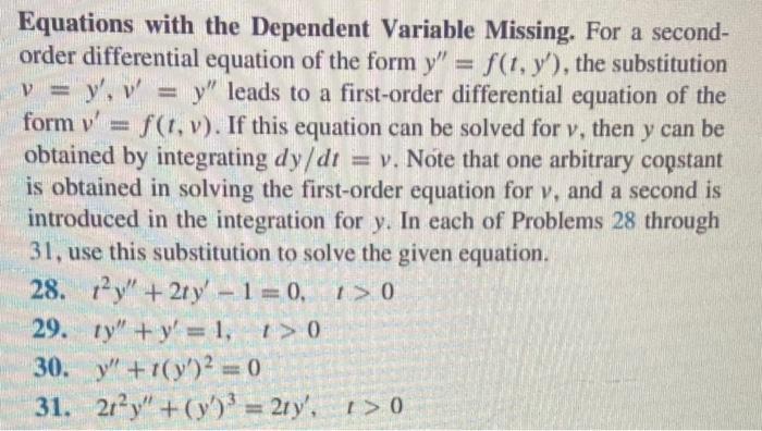 Solved Equations with the Dependent Variable Missing. For a | Chegg.com
