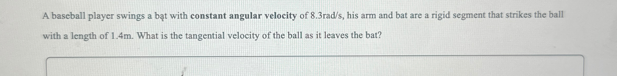 Solved A baseball player swings a bat with constant angular | Chegg.com