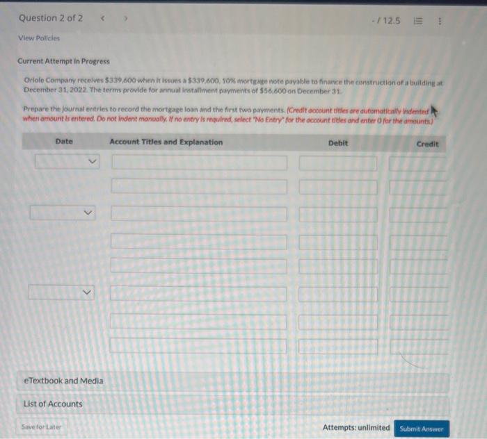Solved Current Attempt in Progress Oriole Company recelves | Chegg.com