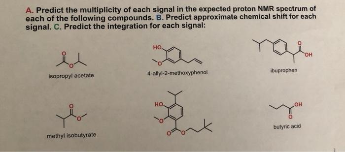 Solved A. Predict the multiplicity of each signal in the | Chegg.com