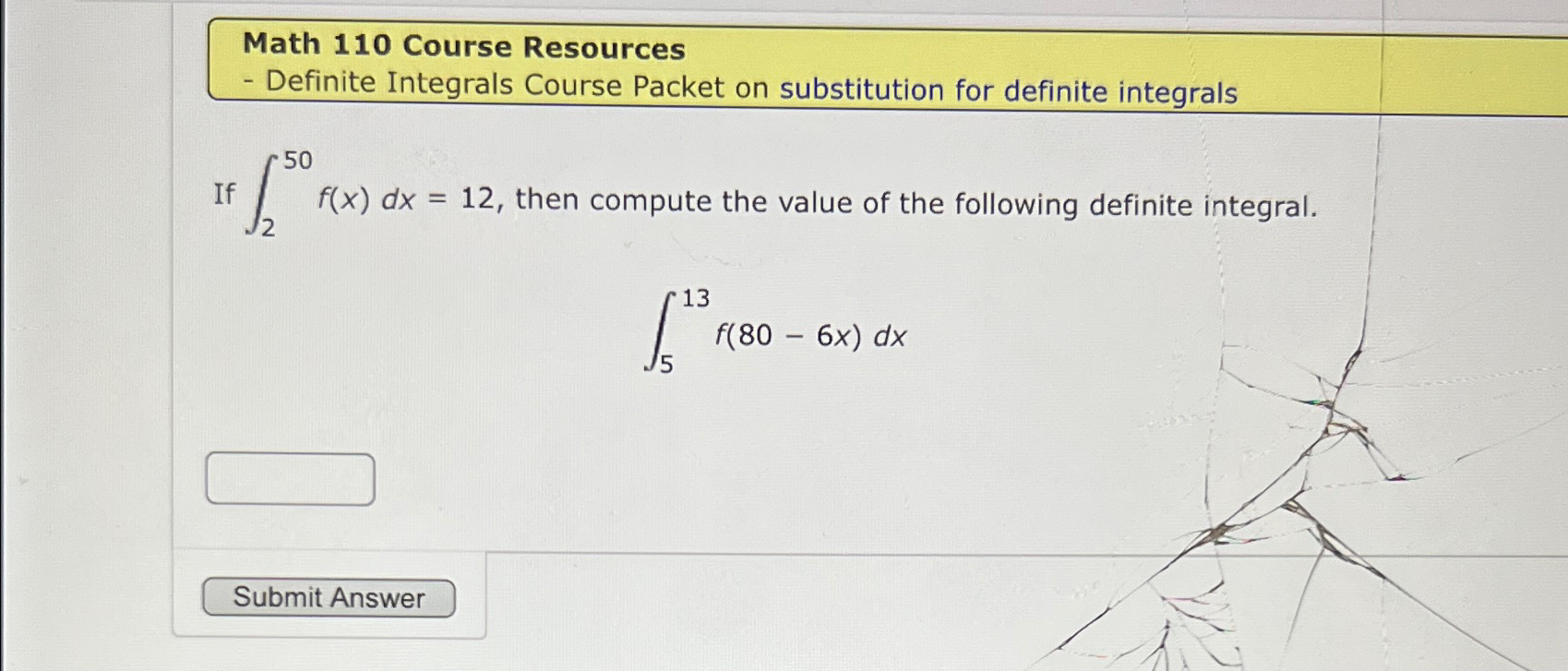 Solved Math 110 ﻿Course ResourcesDefinite Integrals Course | Chegg.com