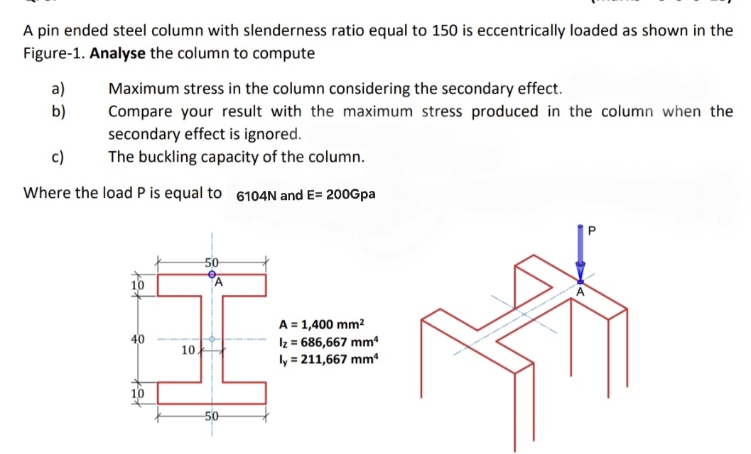 Solved A pin ended steel column with slenderness ratio equal | Chegg.com