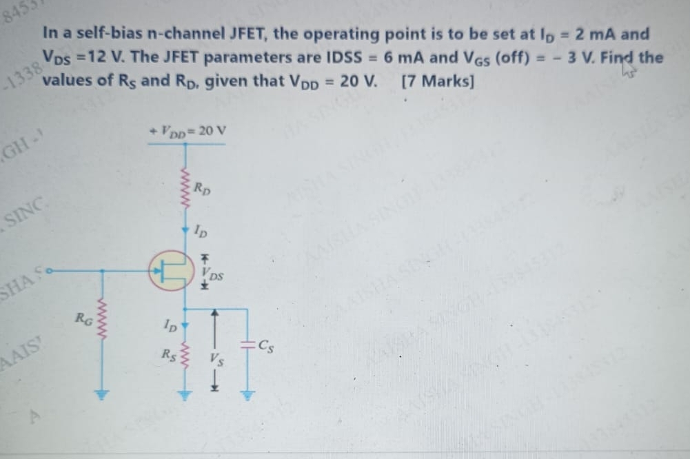 Solved In a self-bias n-channel JFET, the operating point is | Chegg.com