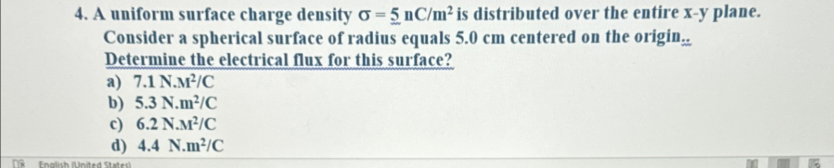 Solved A uniform surface charge density σ=5nCm2 ﻿is | Chegg.com