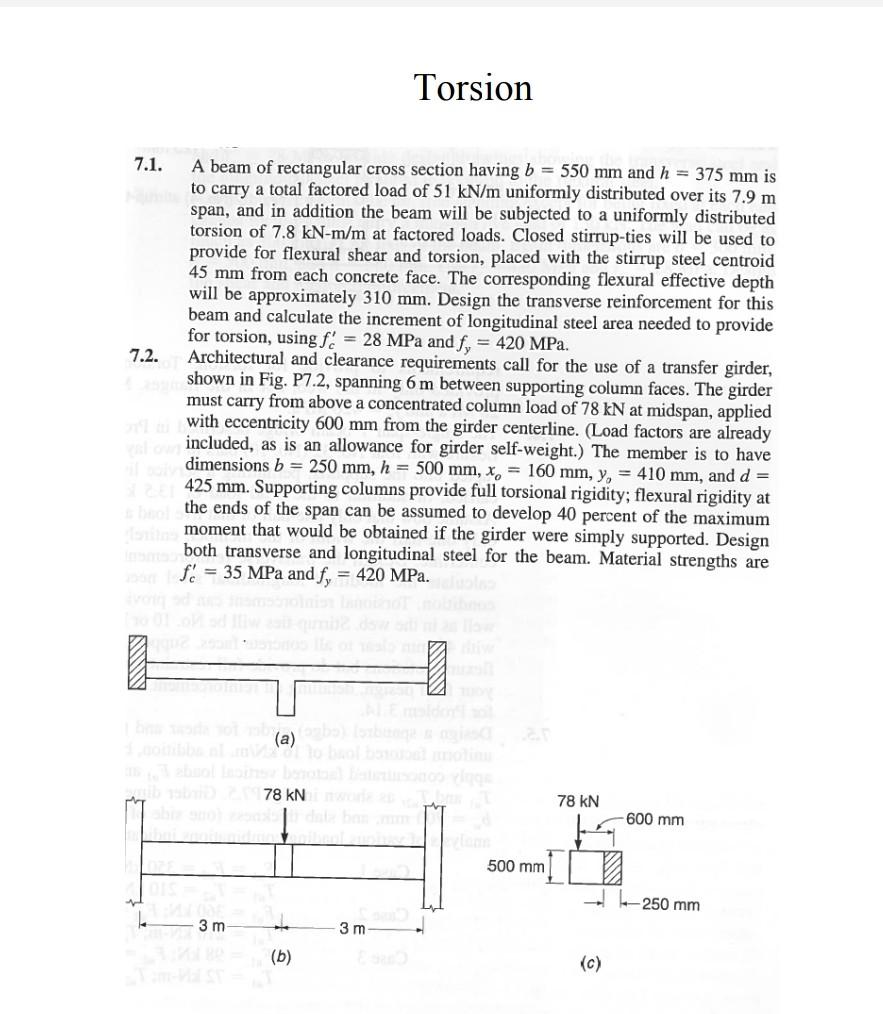 Solved Torsion 7.1. 7.2. A beam of rectangular cross section | Chegg.com