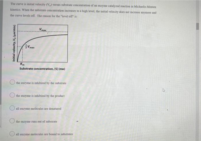 Solved The curve is initial velocity (V) versus substrate | Chegg.com