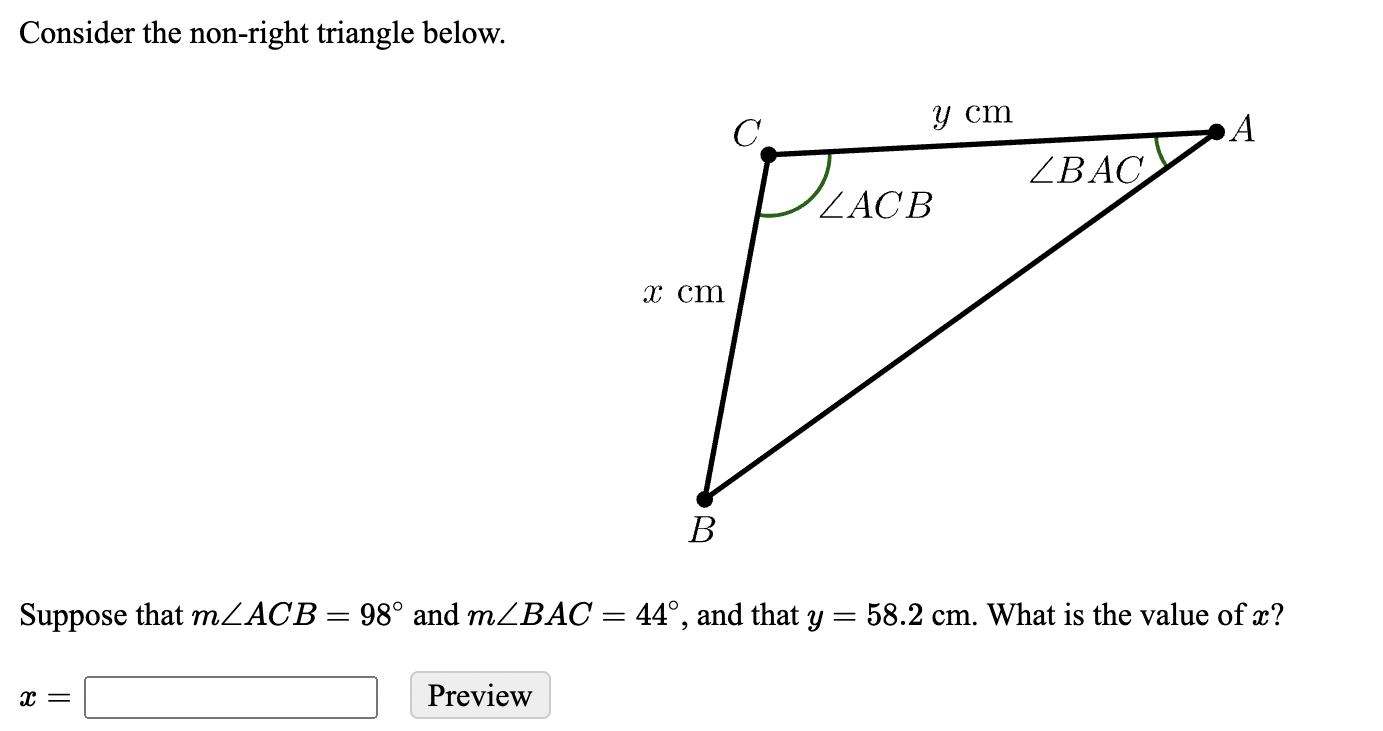 Solved Consider the non-right triangle below.Suppose that | Chegg.com