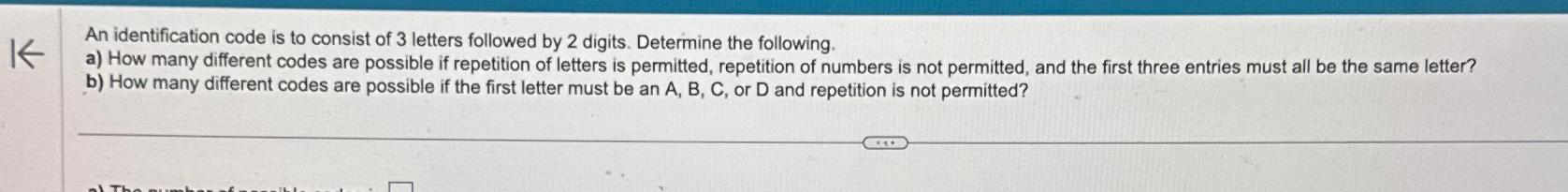 Solved An identification code is to consist of 3 ﻿letters | Chegg.com
