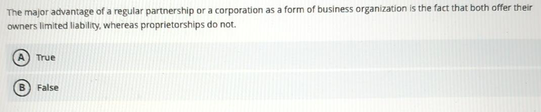 Solved The major advantage of a regular partnership or a | Chegg.com