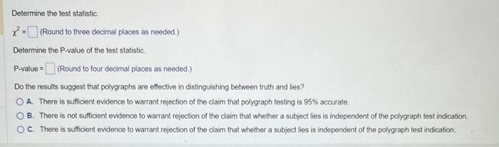 Solved The table below includes results from polygraph (lie | Chegg.com