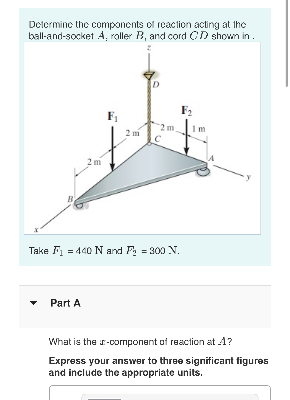 Solved Determine the components of reaction acting at the | Chegg.com