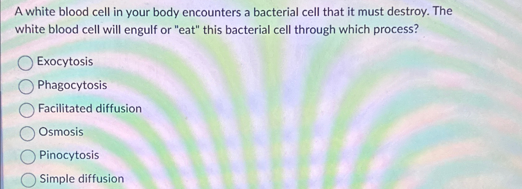 Solved A white blood cell in your body encounters a | Chegg.com