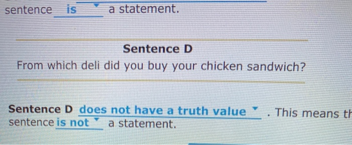 sentence is a statement. Sentence D From which deli | Chegg.com